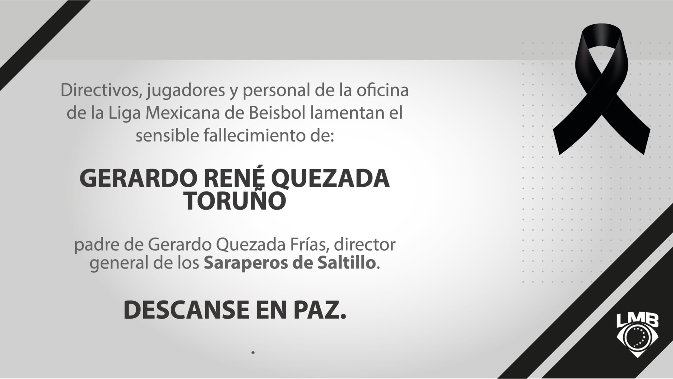 LMB: Condolencias a la familia de Gerardo Quezada | MiLB.com