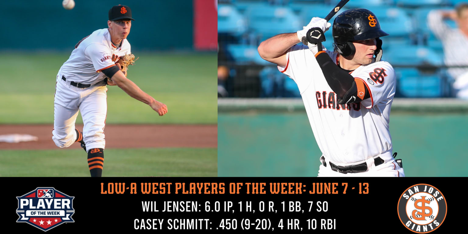 San Jose Giants Sweep Low-A West Weekly Awards | Giants