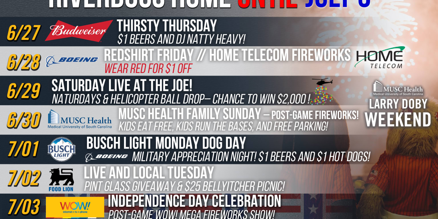 RiverDogs Return Home for Three Fireworks Shows, Honor the Negro ...