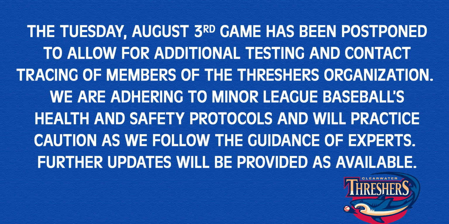 Tuesday, August 3rd Threshers Game vs Bradenton Postponed | MiLB.com
