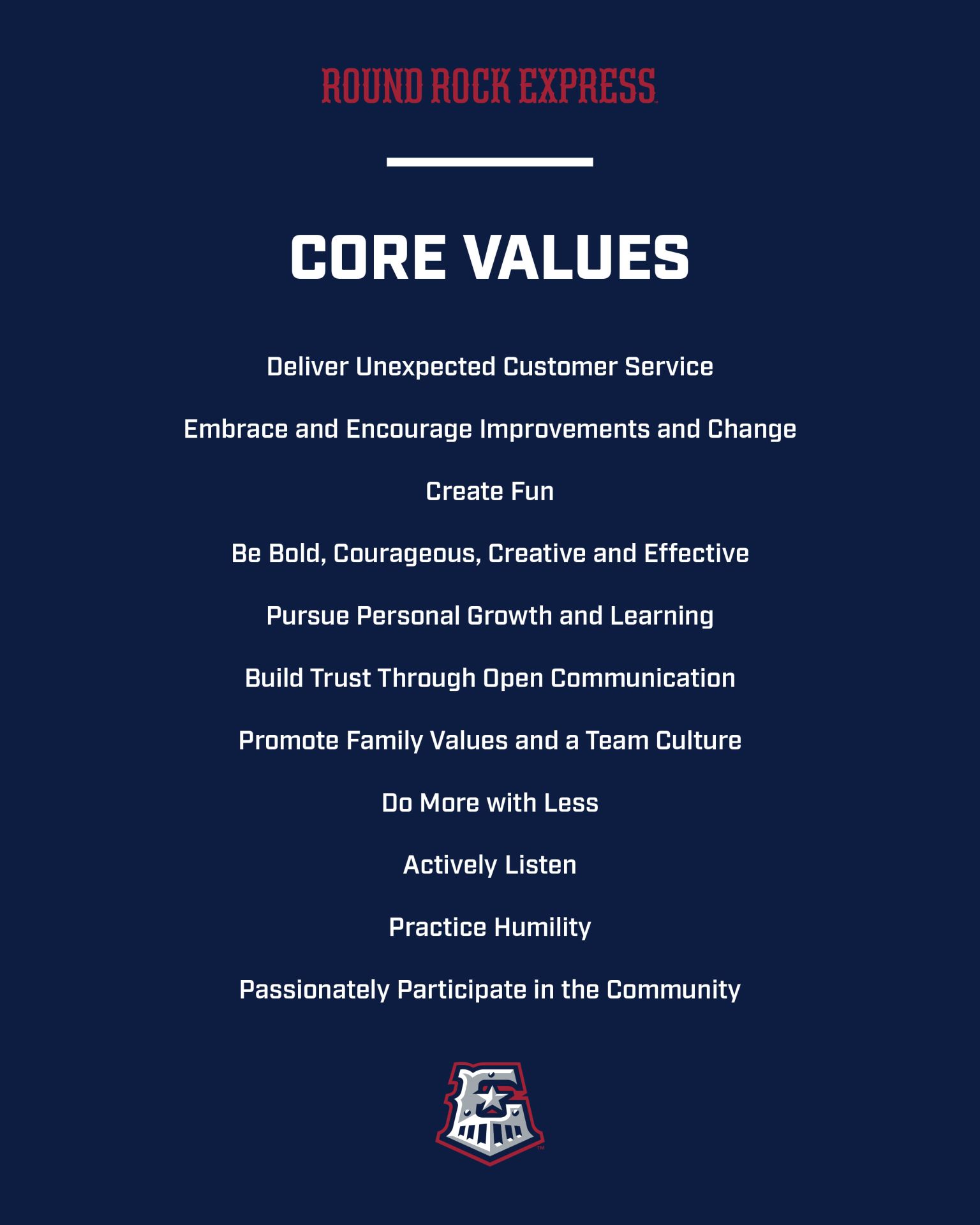 Round Rock Express Core Values | Express