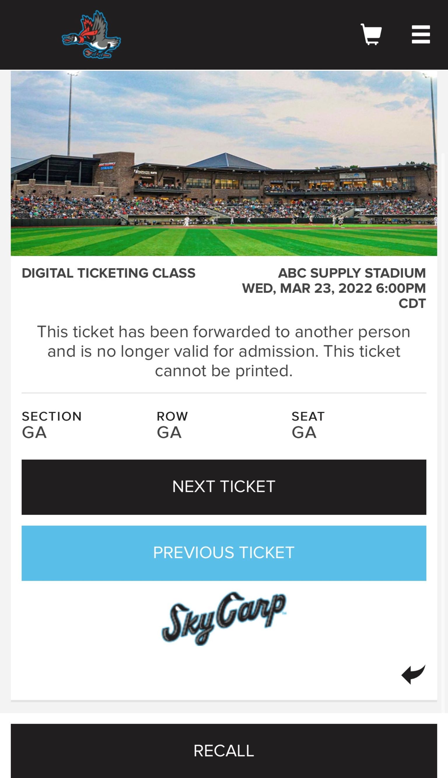 Digital Tickets | Sky Carp
