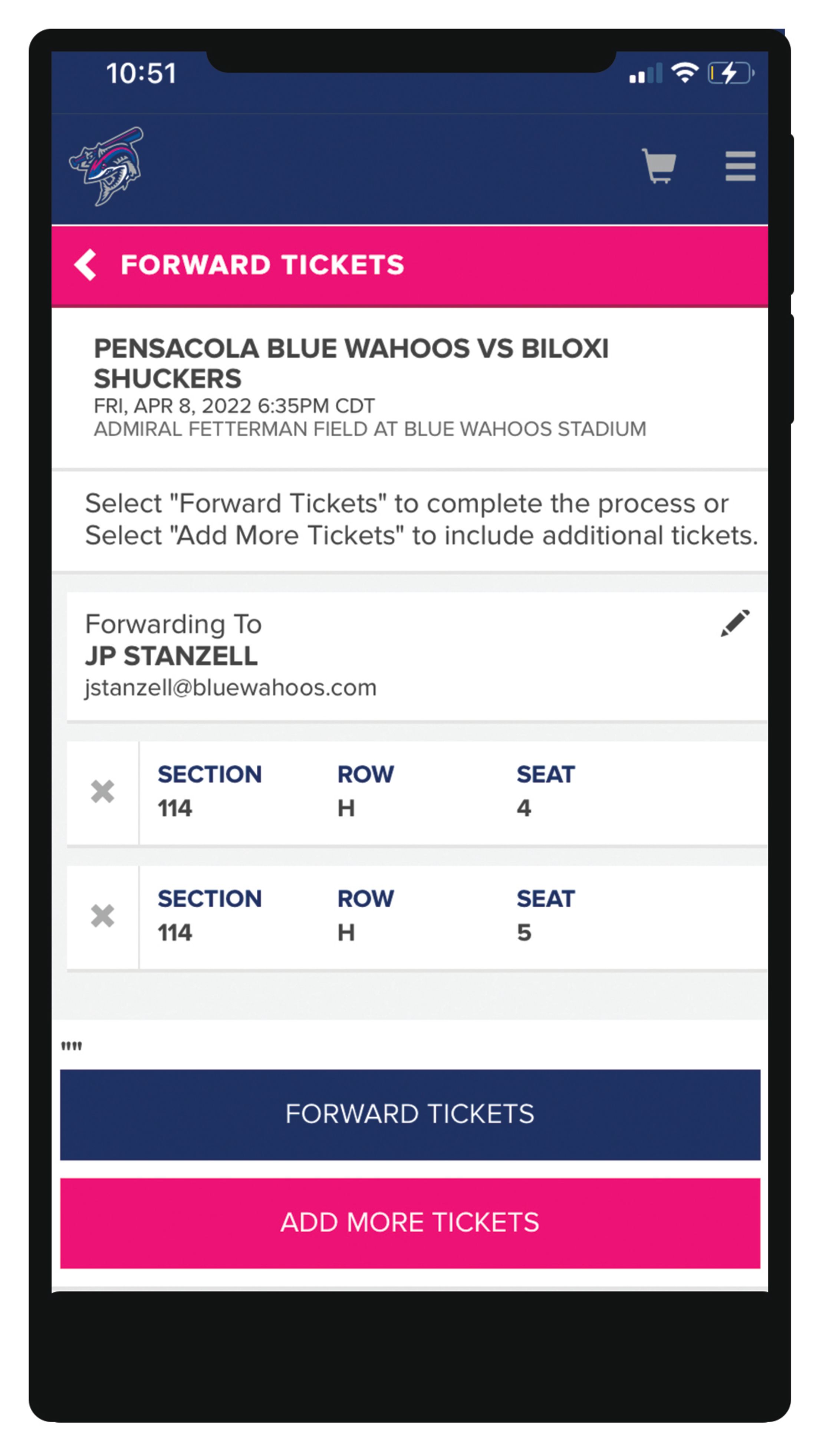 Digital Tickets | Blue Wahoos