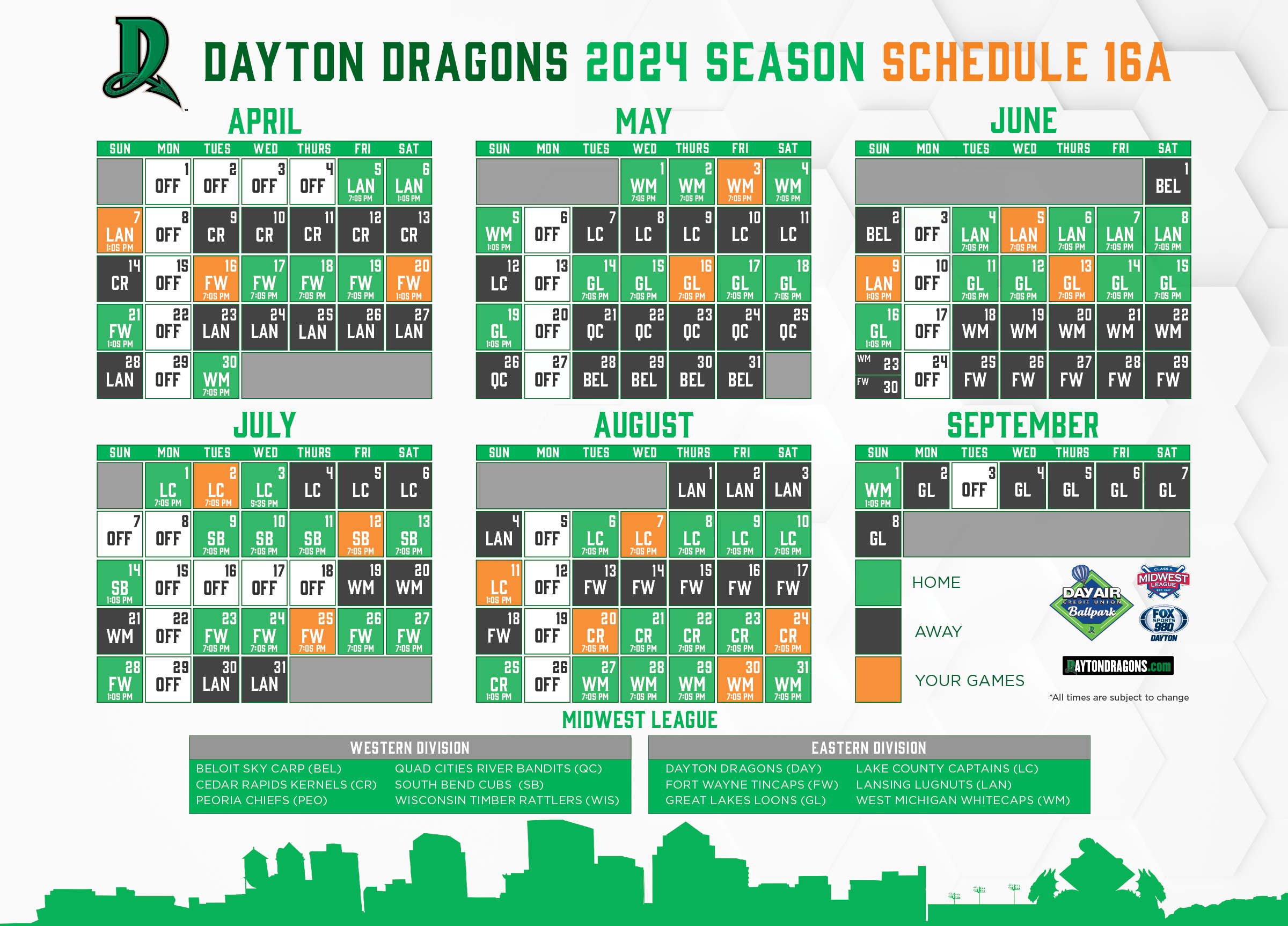 Game Plan Schedules | Dragons