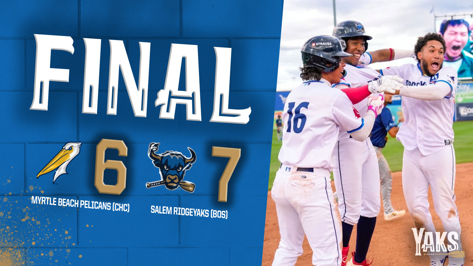 Nunez's Walk-Off Single Lifts RidgeYaks Past Pelicans, 7-6