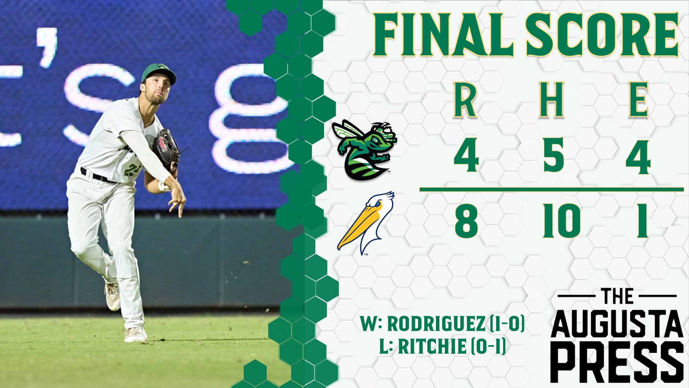 GreenJackets Fall In Series Finale To Pelicans | MiLB.com
