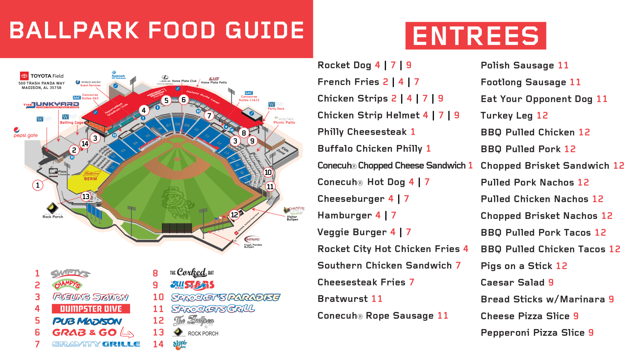 Food and Beverage Menus | Trash Pandas
