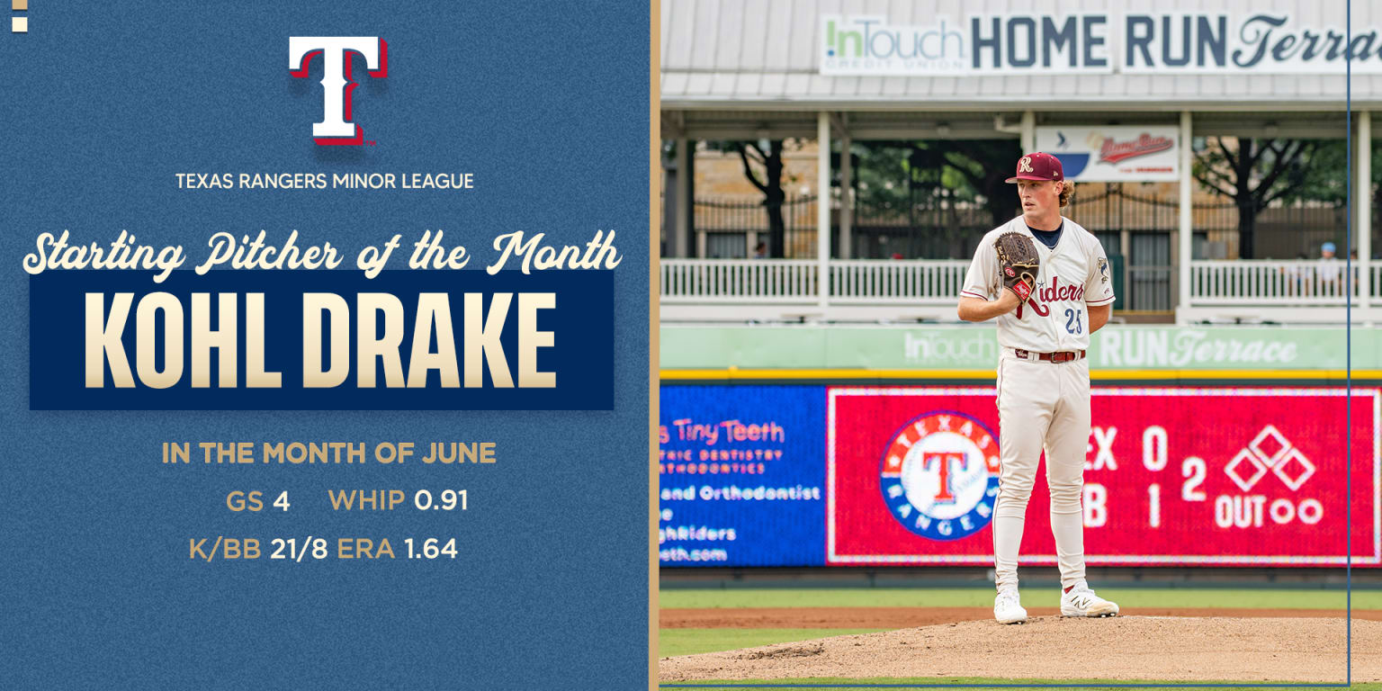 Drake named June Rangers Minor League Starting Pitcher of the Month ...