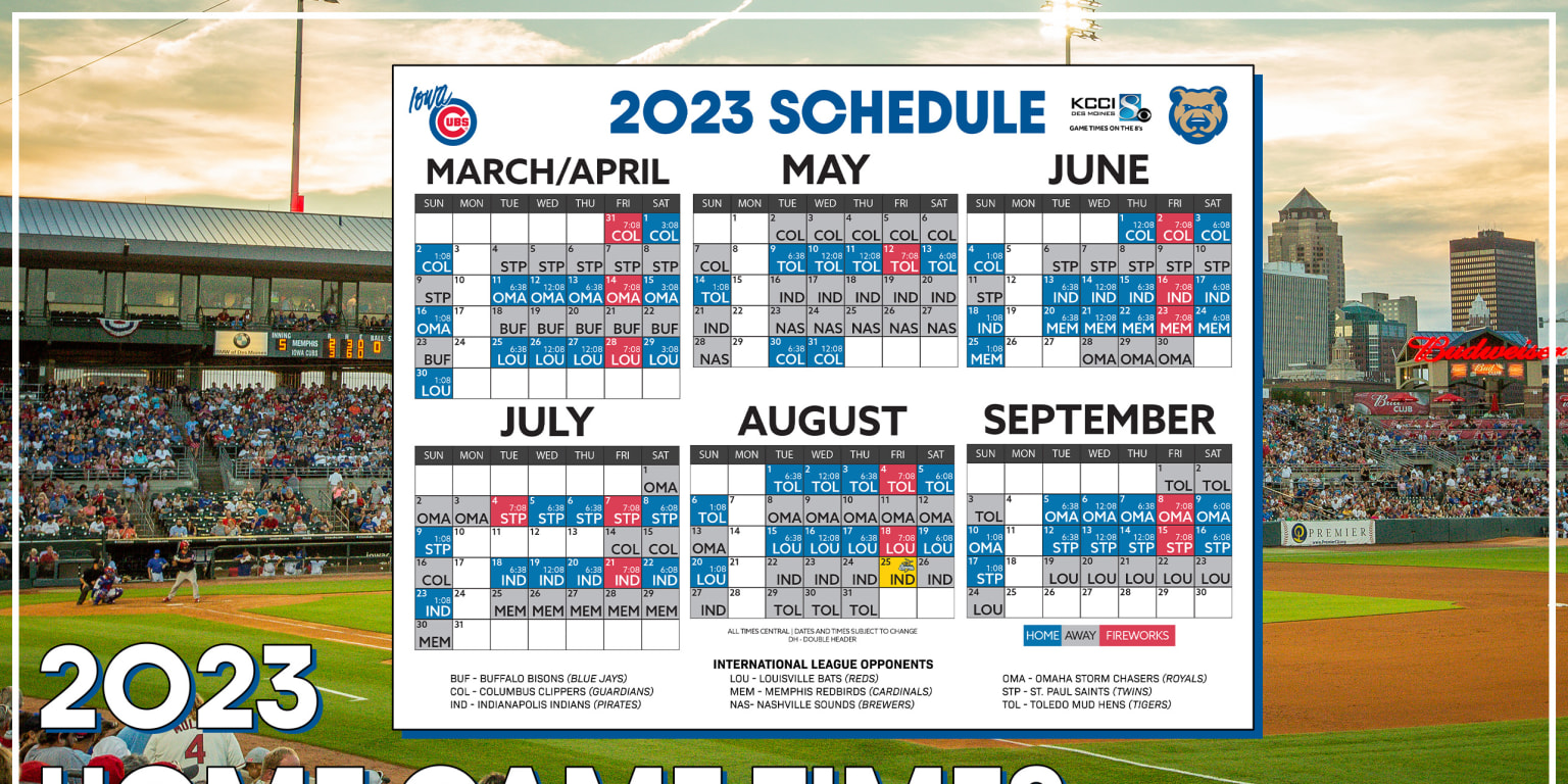 2023 Game Times Cubs 2023 Game Times Cubs
