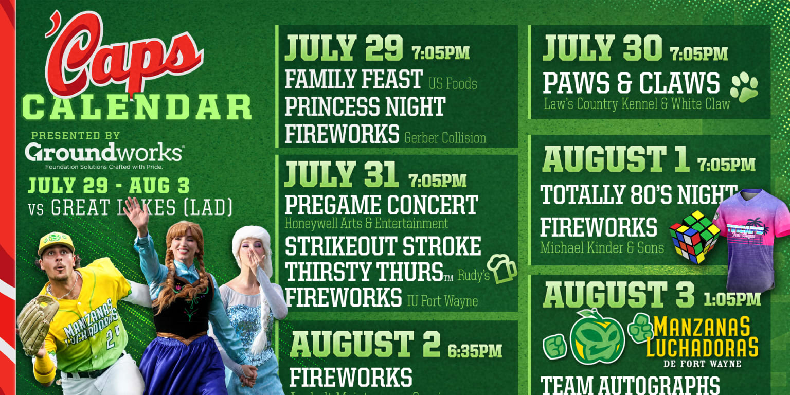 'Caps Calendar: July 29 - August 3 | TinCaps