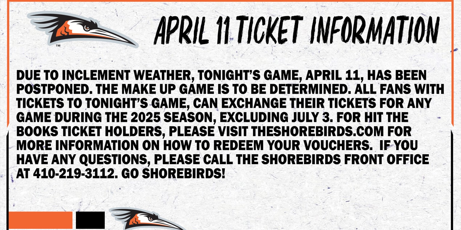 Shorebirds April 11 Game vs. Fayetteville Postponed | MiLB.com