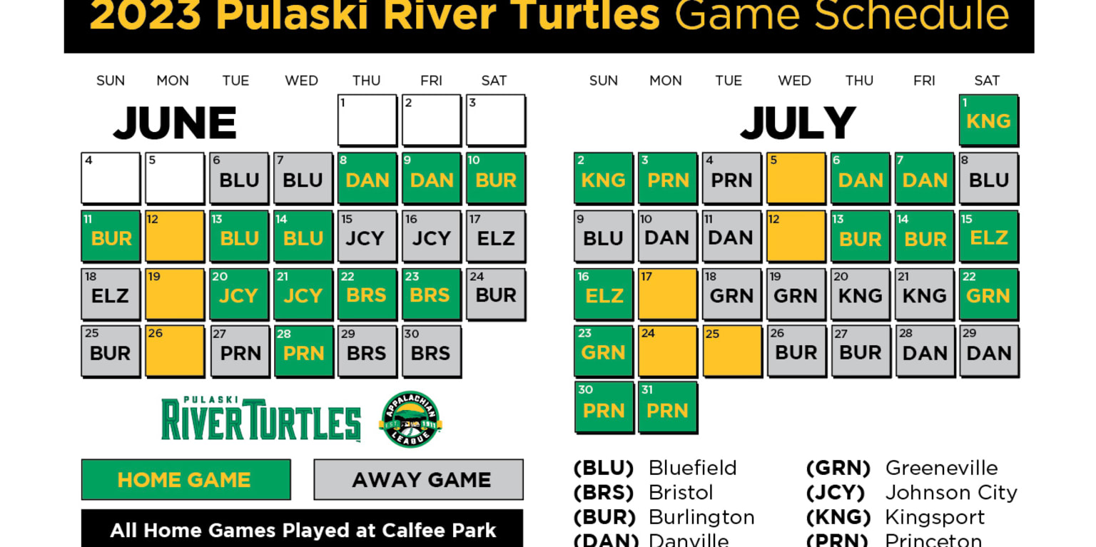 Pulaski River Turtles release 2023 schedule | River Turtles