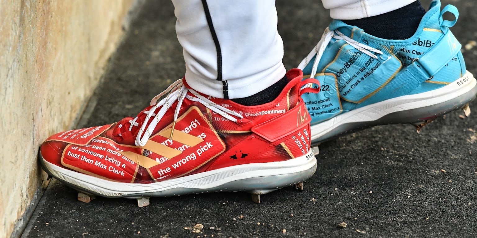 Max Clark shows off cleats with Flying Tigers | River Riders