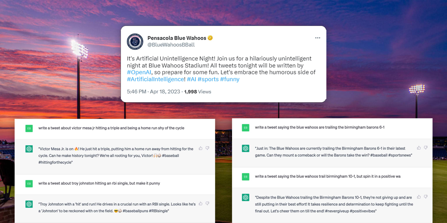 Pensacola Blue Wahoos embrace AI on Artificial Unintelligence Night ...