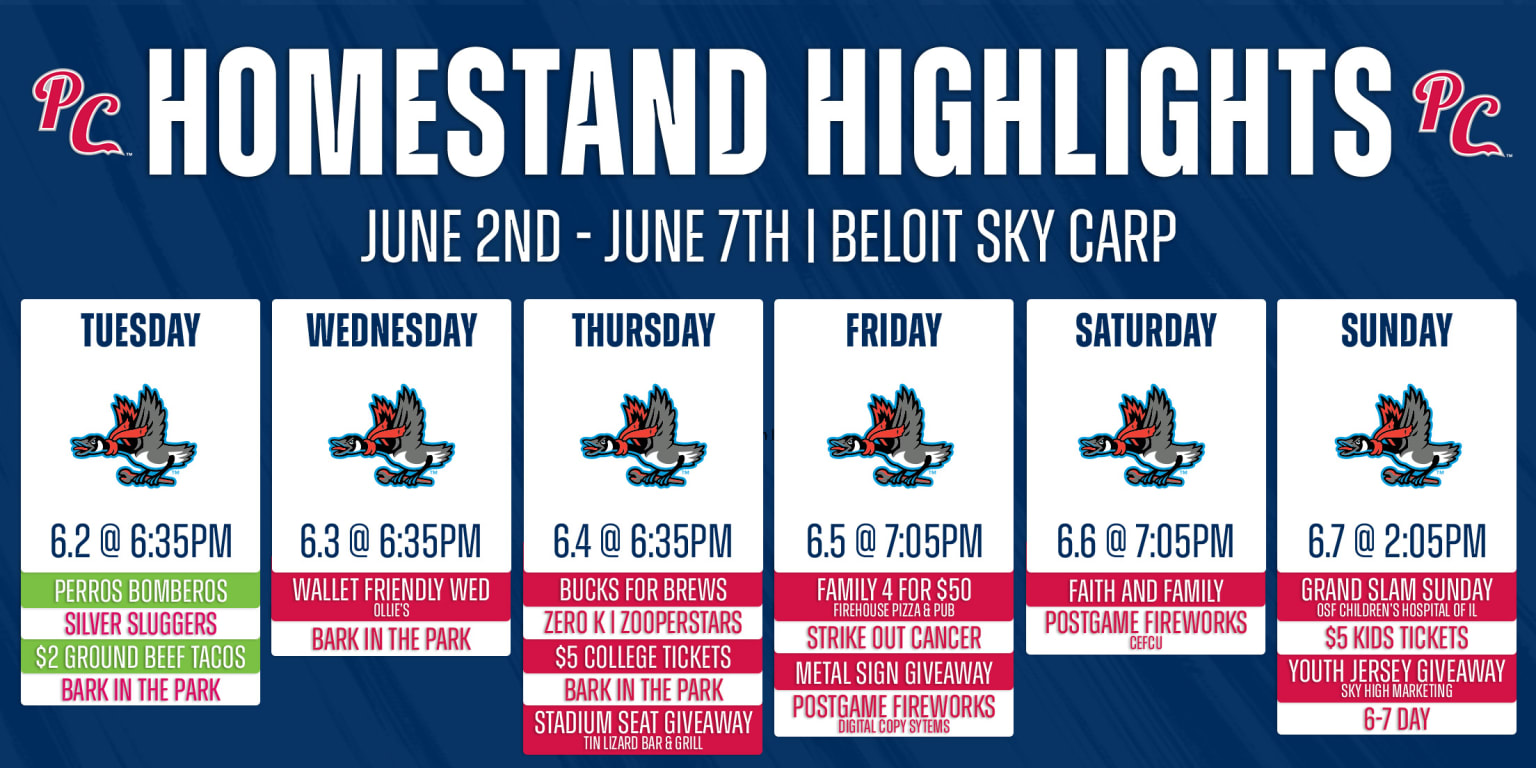 Homestand Highlights: 6-7 Day, fireworks, and giveaways headline June 2 ...