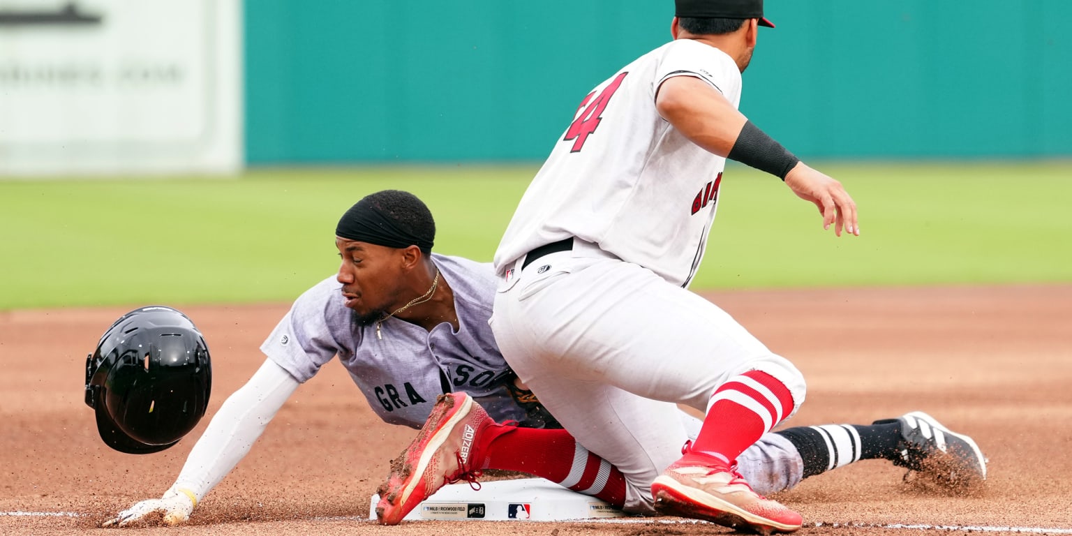 Montgomery Biscuits Chandler Simpson delivers during MiLB at Rickwood ...