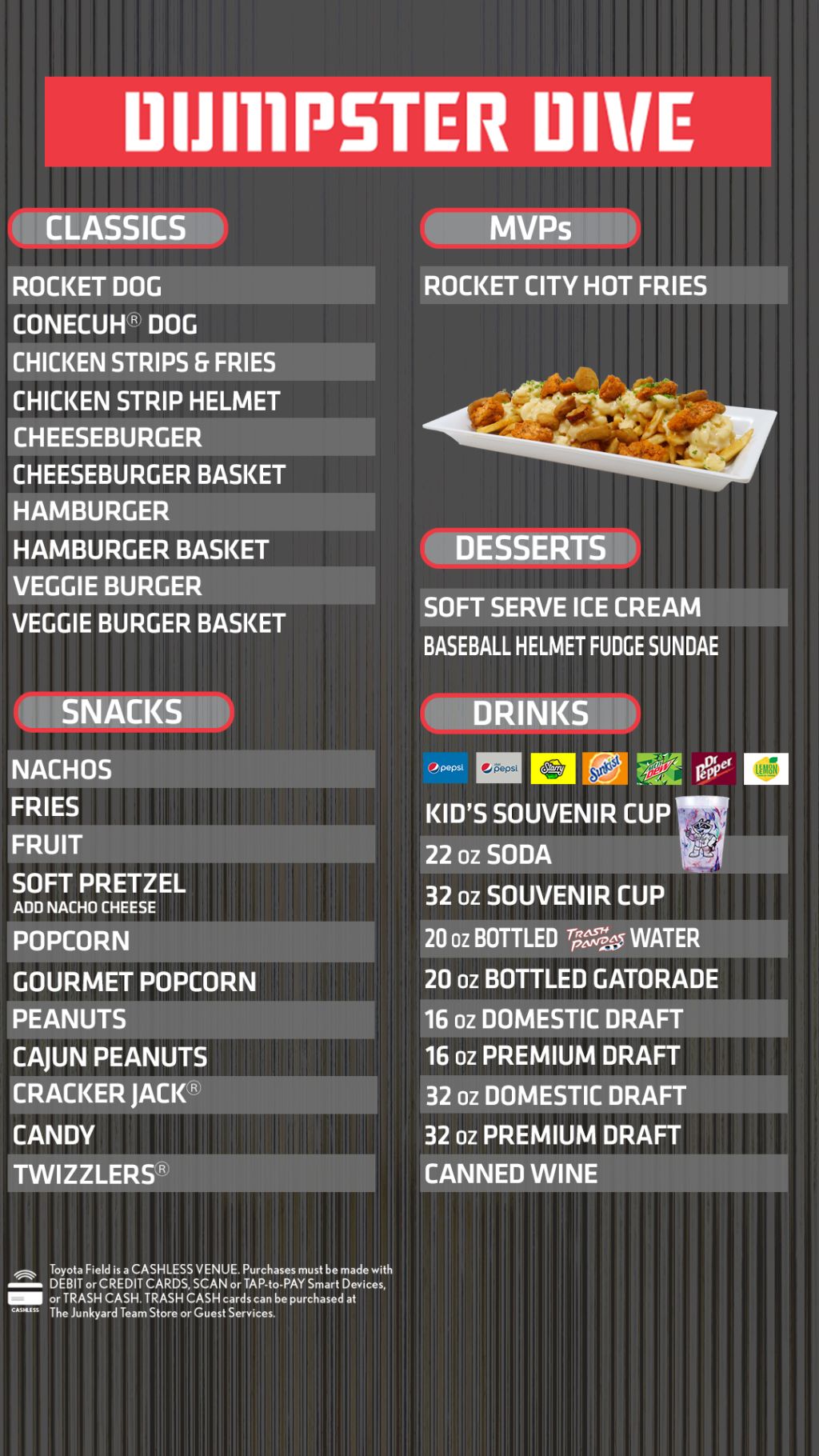 Food and Beverage Menus | Trash Pandas