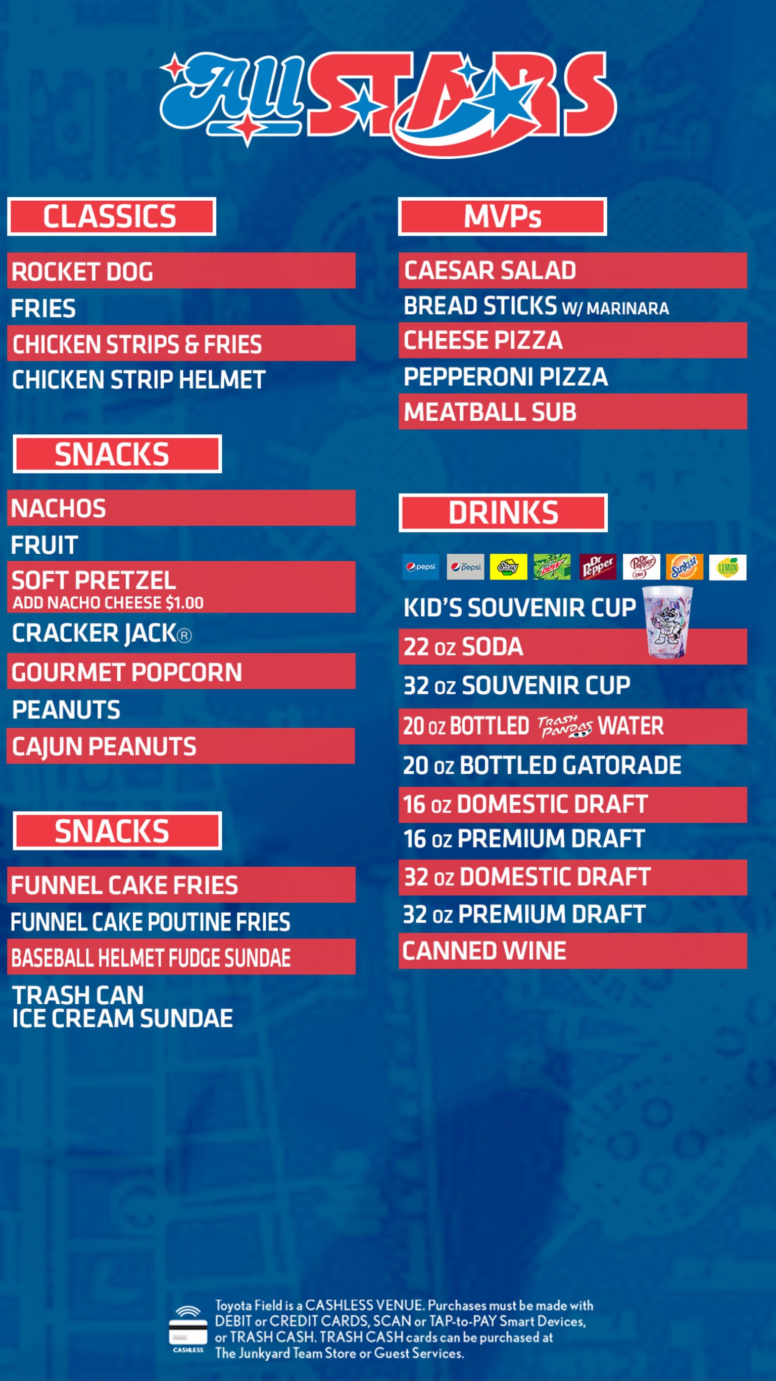 Food and Beverage Menus | Trash Pandas