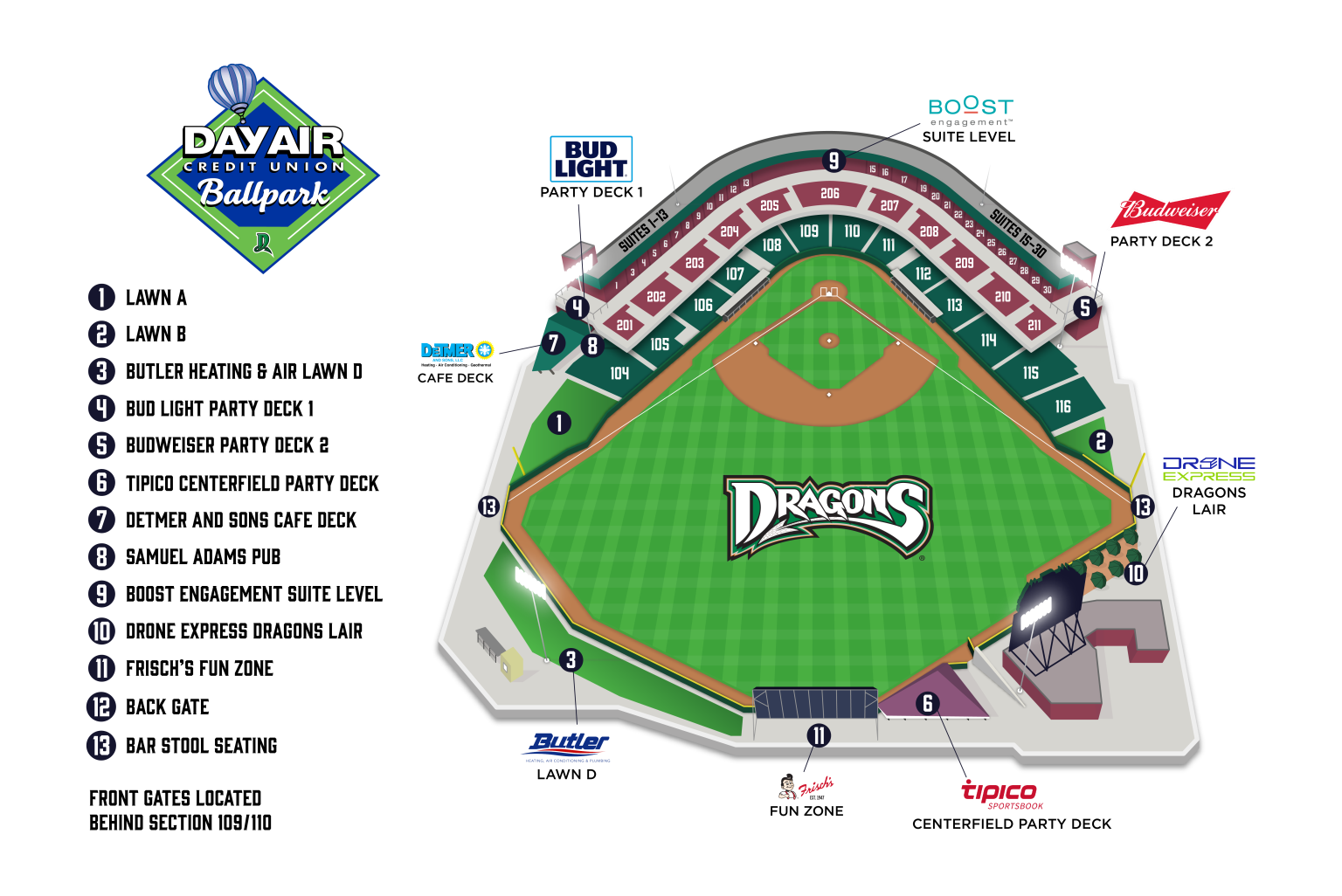 Stadium Seating Chart | Dragons