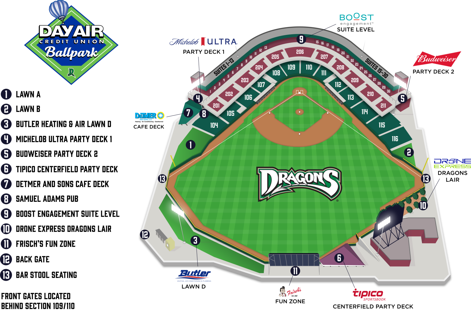 Stadium Seating Chart | Dragons