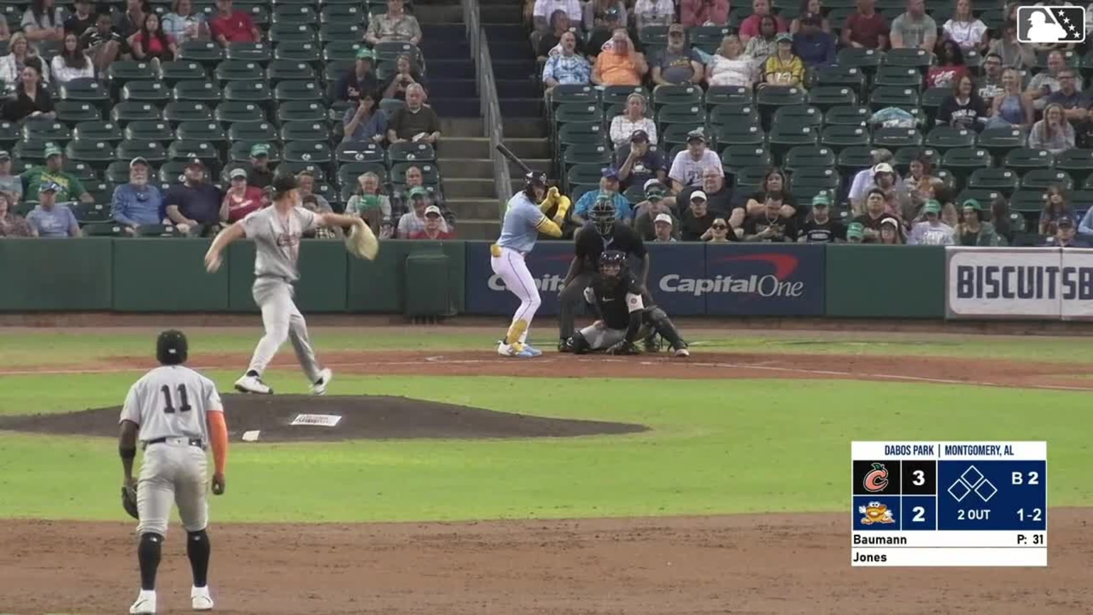 Brock Jones homers (1) on a fly ball to right center field. | 04/11 ...