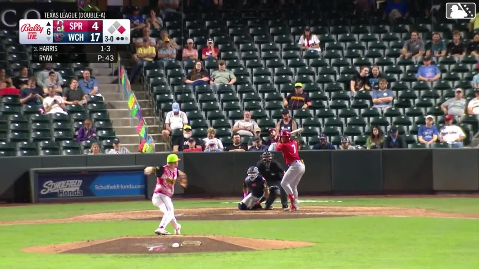Dakota Harris homers (4) on a fly ball to left center field. Chase ...