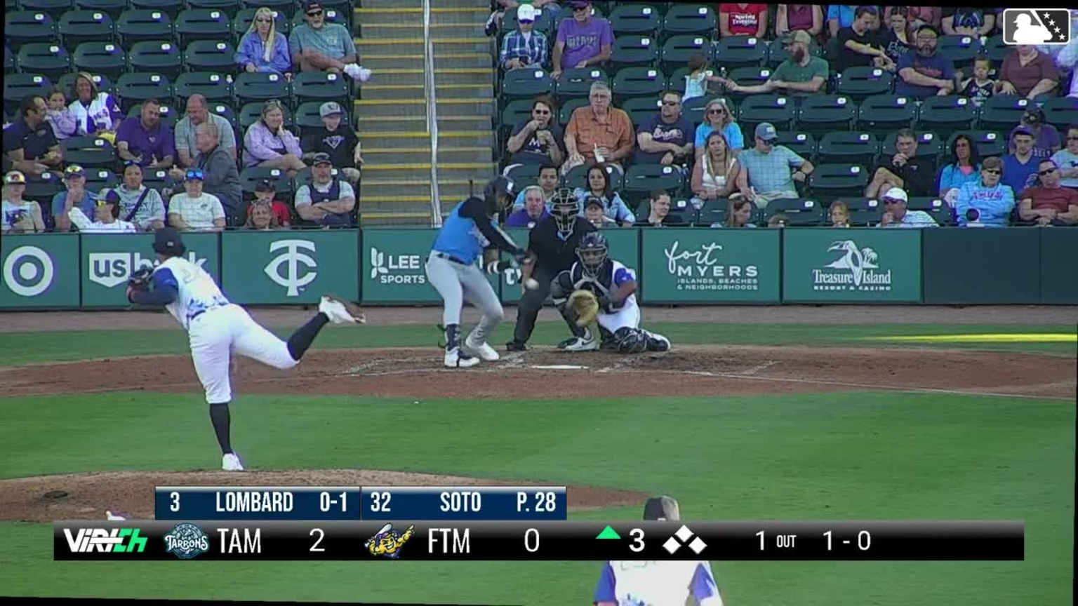 Yankees' No. 3 prospect Roderick Arias rips a triple | 04/06/2024 | Tarpons