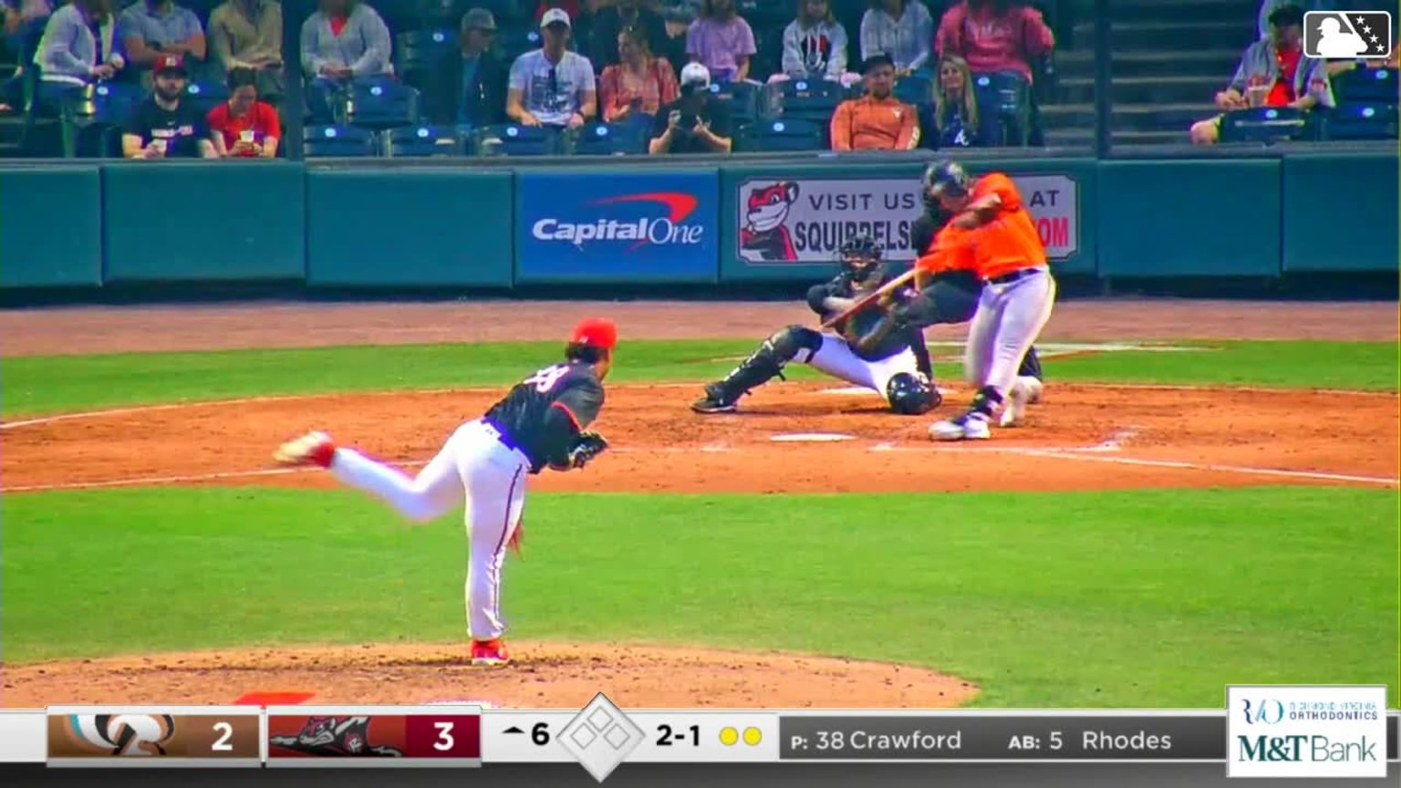 John Rhodes clubs a solo home run to left field | 04/25/2024 | Baysox