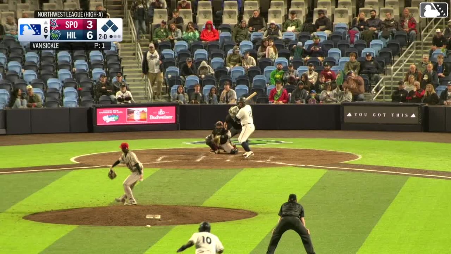 Kenny Castillo doubles (1) on a line drive to right fielder Robert ...