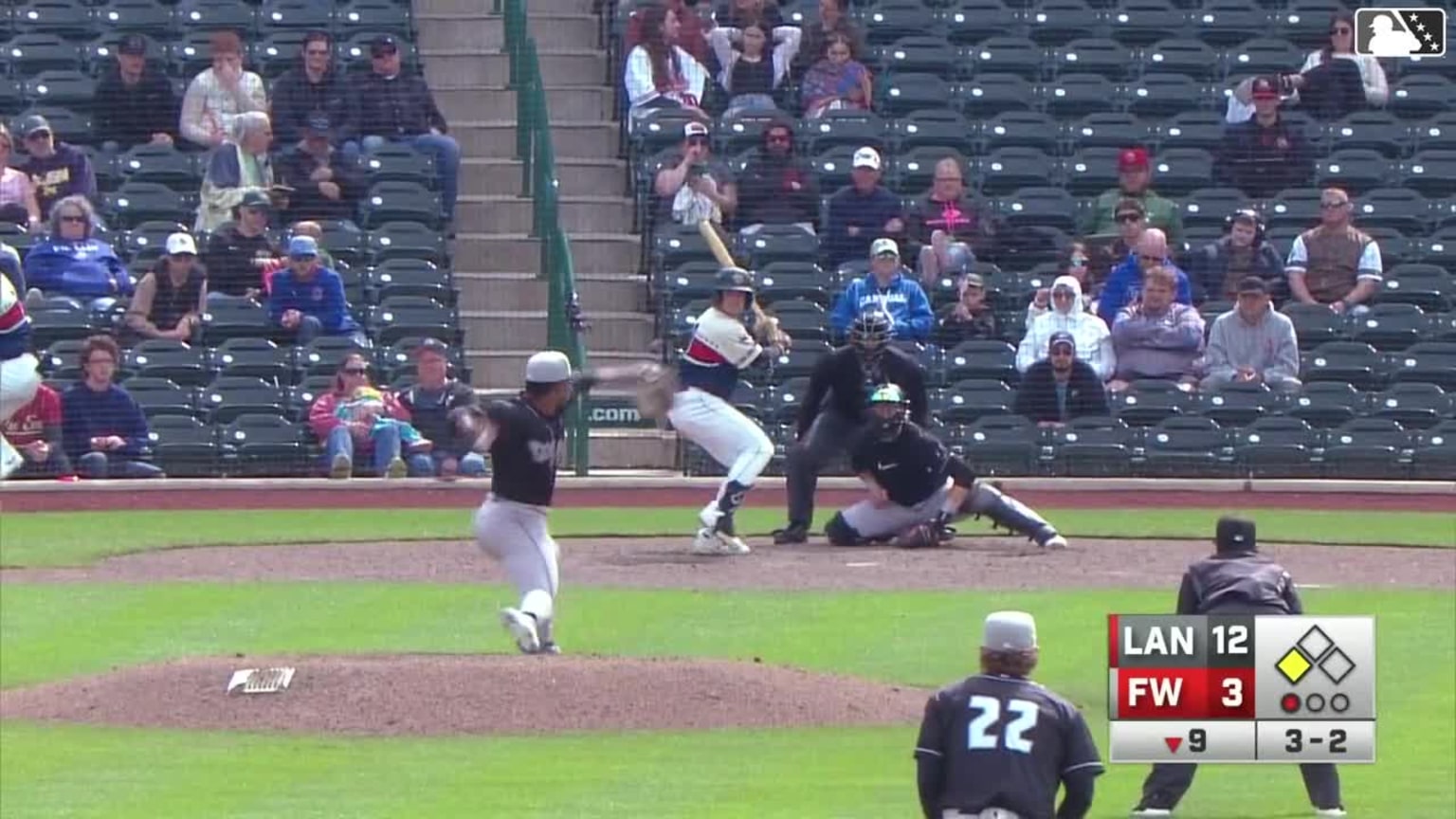 Kasen Wells singles on a ground ball to third baseman Davis Diaz. Dylan ...