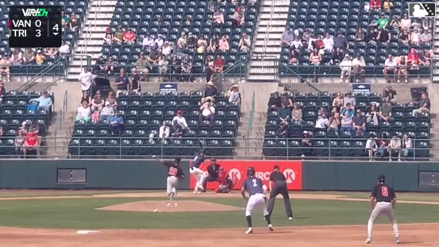 Gage Harrelson grounds into a force out, shortstop Maddox Latta to ...