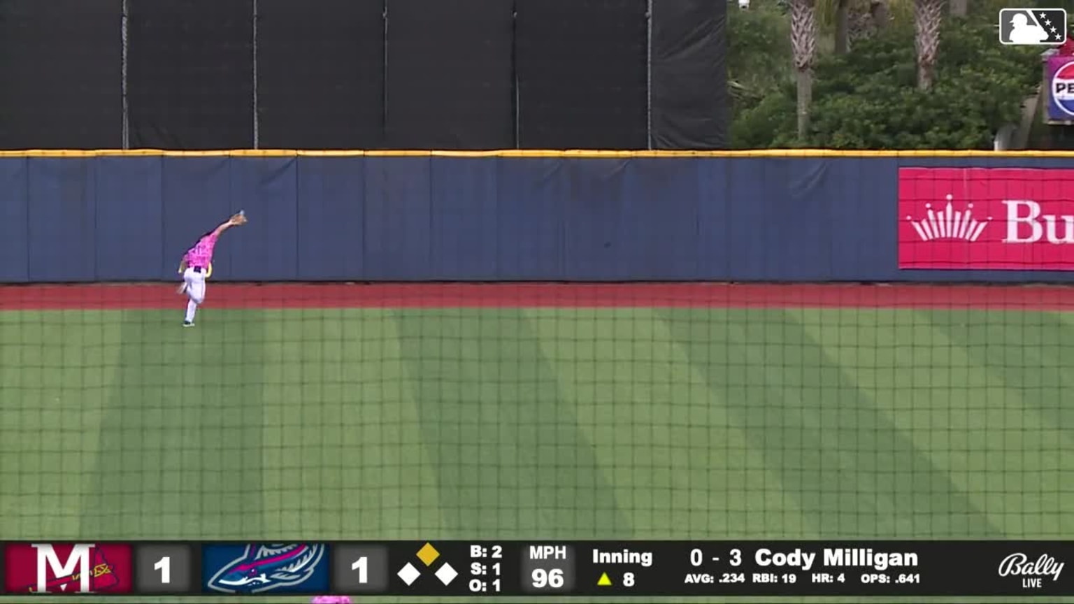 Jakob Marsee's diving catch starts double play | 07/22/2024 | Blue Wahoos