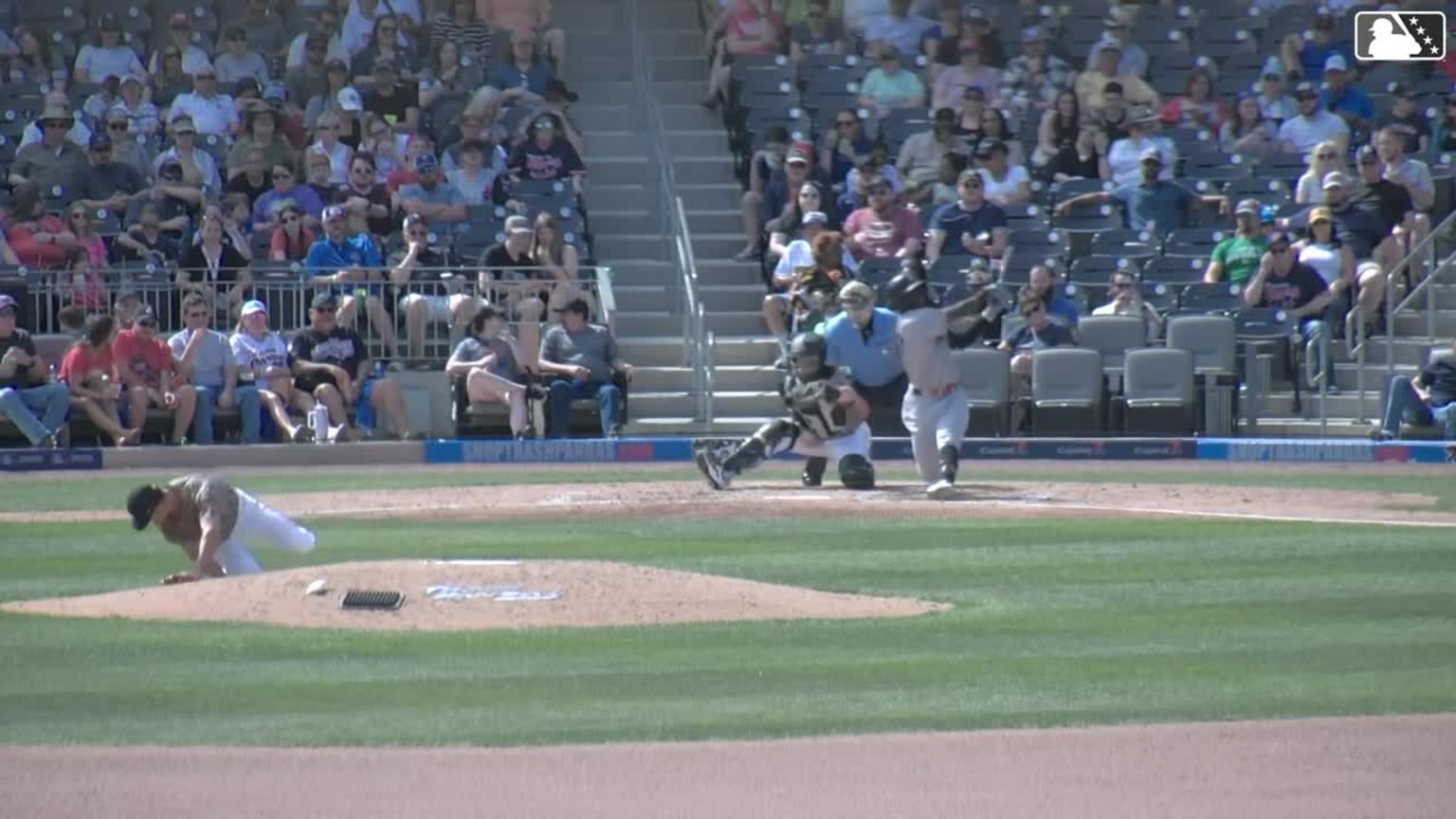 Alan Rangel falls down but strikes out batter | 04/14/2024 | Trash Pandas