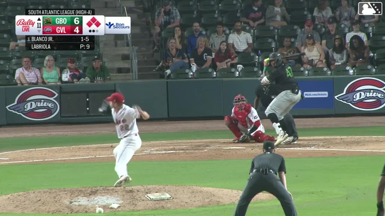 Tony Blanco Jr. doubles (1) on a sharp line drive to right fielder ...