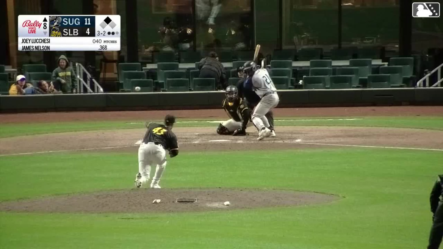 James Nelson singles on a ground ball to left fielder Chris Taylor ...