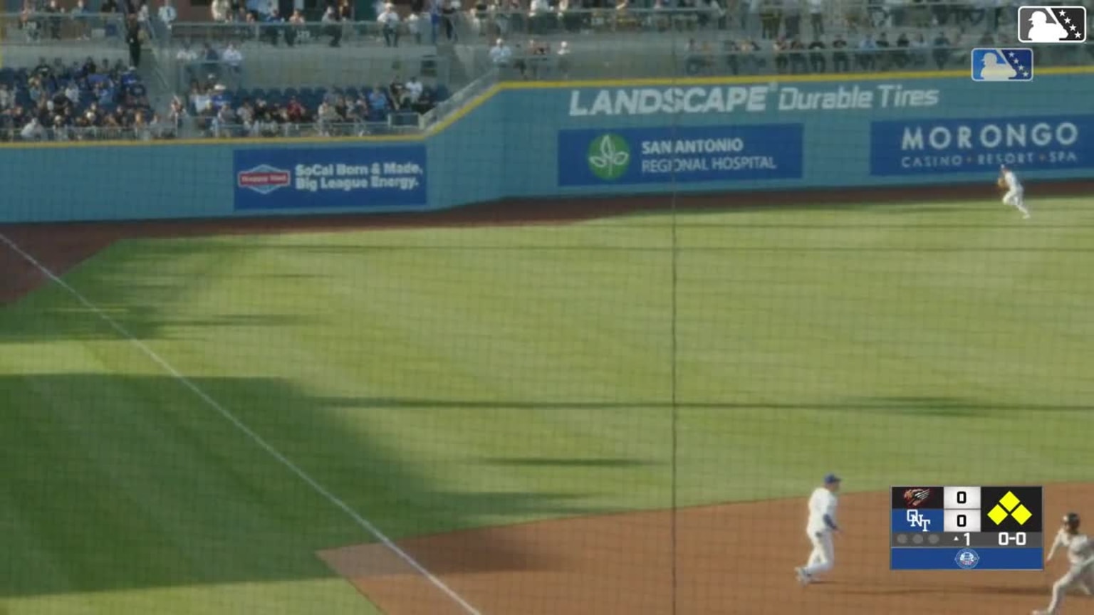 Tanner Thach doubles (5) on a line drive to left fielder AJ Soldra ...