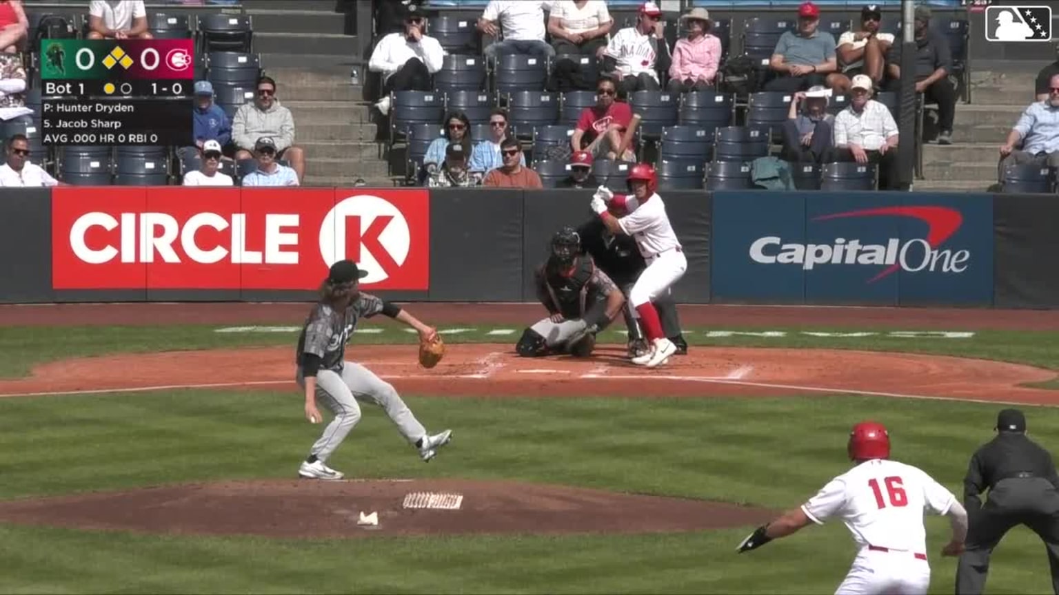 Jacob Sharp out on a sacrifice fly to left fielder Carlos Gutierrez. J ...