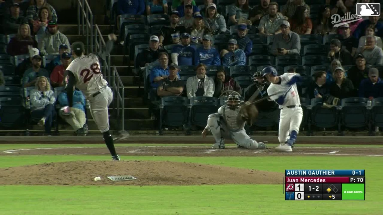 Austin Gauthier's first home run of the year | 04/10/2024 | Drillers