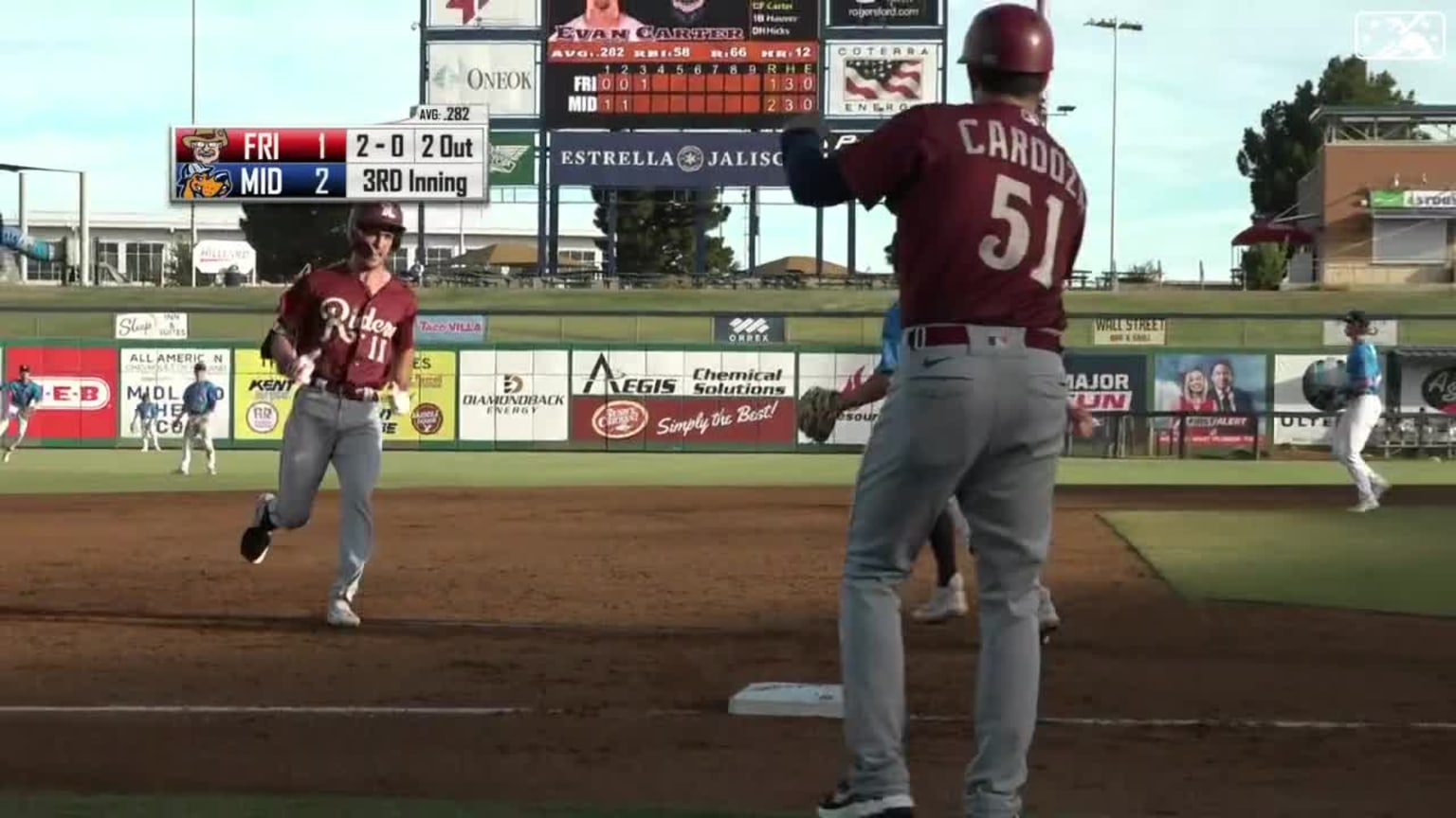 Evan Carter's triple in the 3rd | 08/24/2023 | RoughRiders