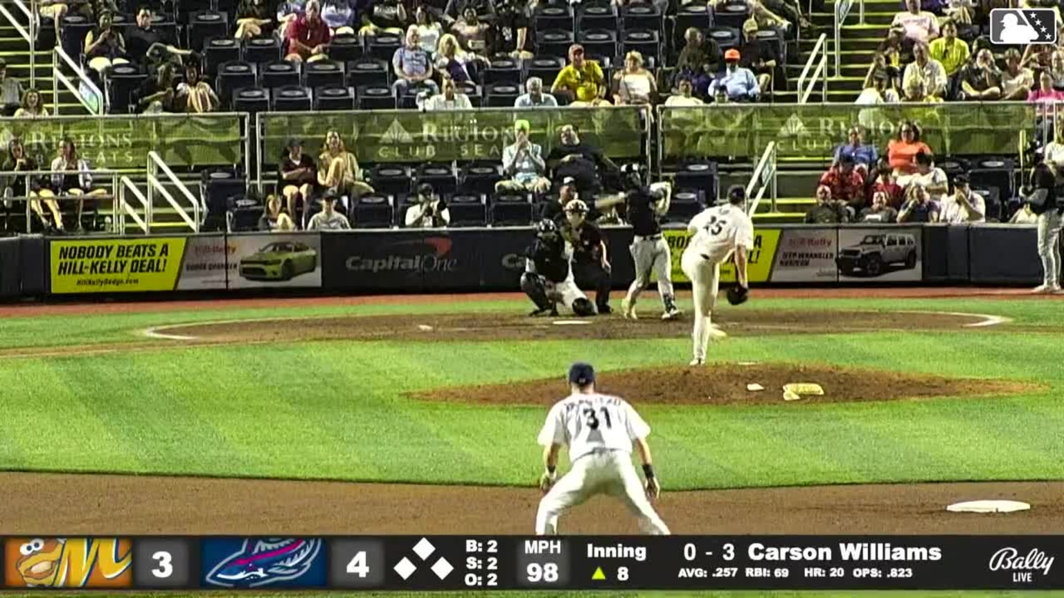 Matt Pushard strikes out Carson Williams | 09/15/2024 | Blue Wahoos