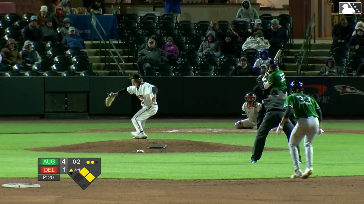 Tanner Smith doubles (2) on a line drive to left fielder Félix Amparo ...