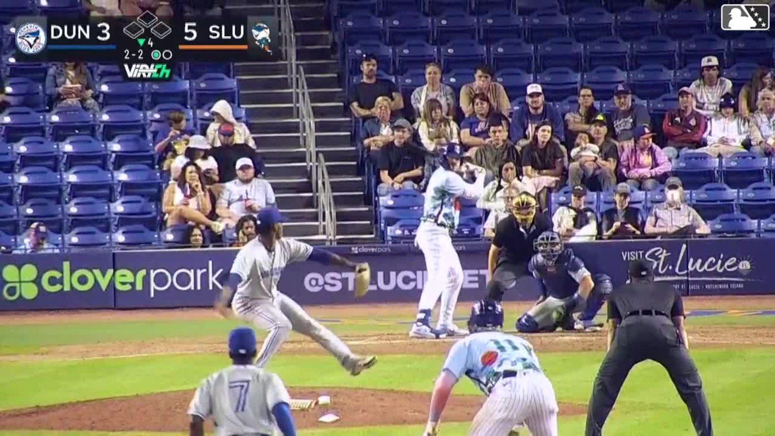 AJ Salgado singles on a ground ball to right fielder Yorman Licourt ...