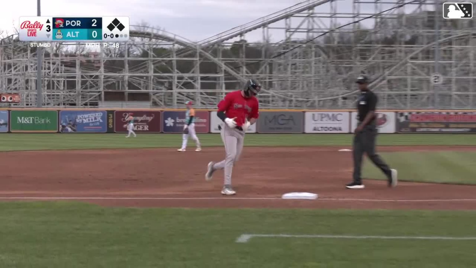 Max Ferguson hits a grand slam (2) to right field. Nate Baez scores ...