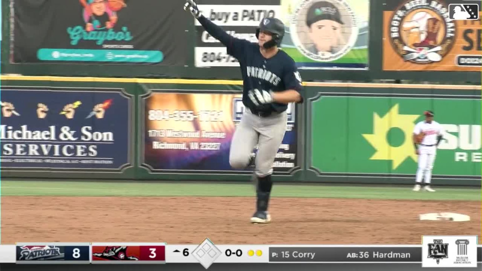 Tyler Hardman's three-run home run | 06/26/2024 | Patriots