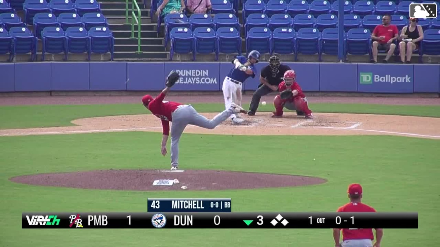 Nick Mitchell singles in his first pro at-bat | 08/07/2024 | Trash Pandas