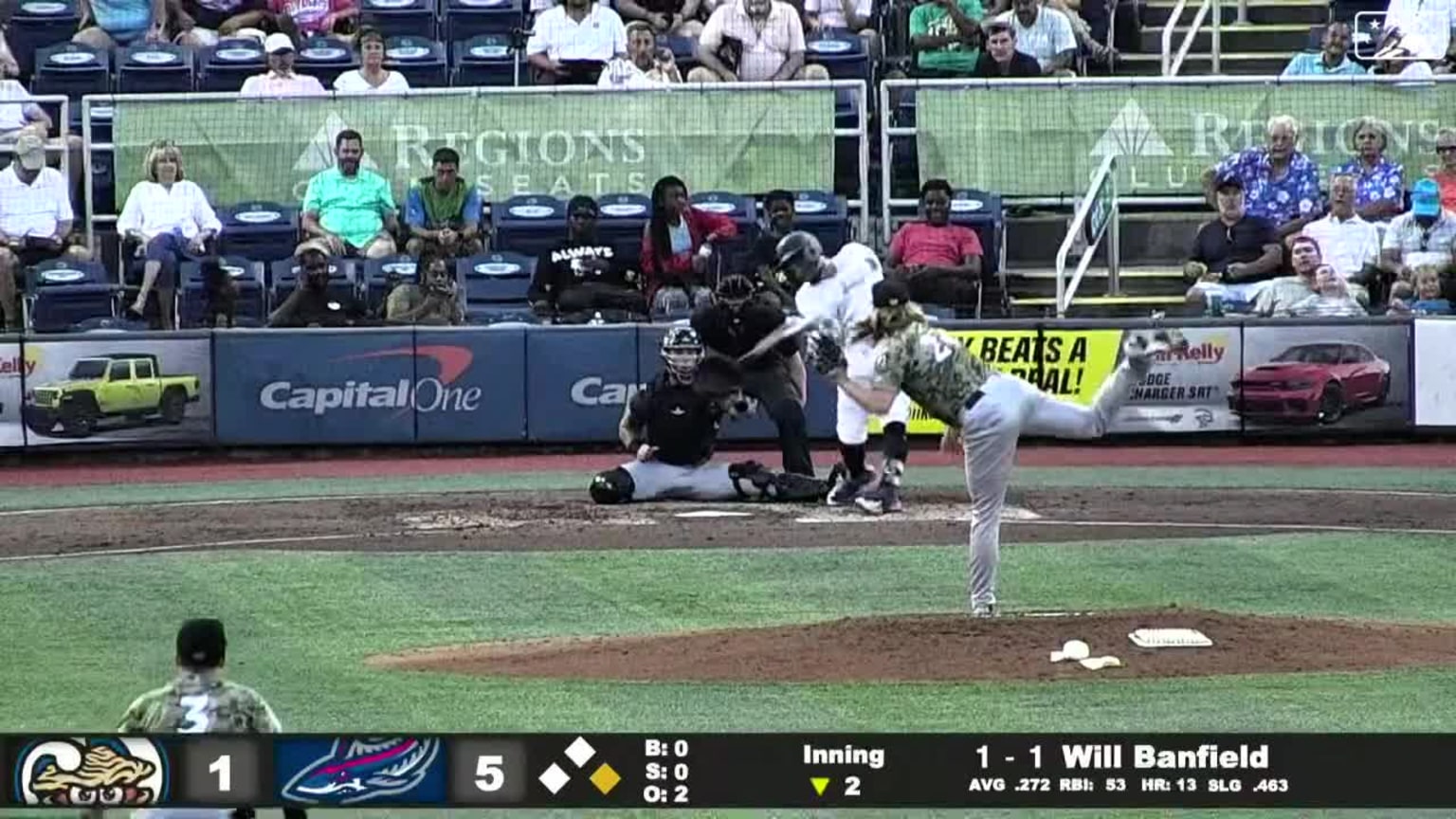 Will Banfield's three-run homer | 08/03/2023 | Blue Wahoos