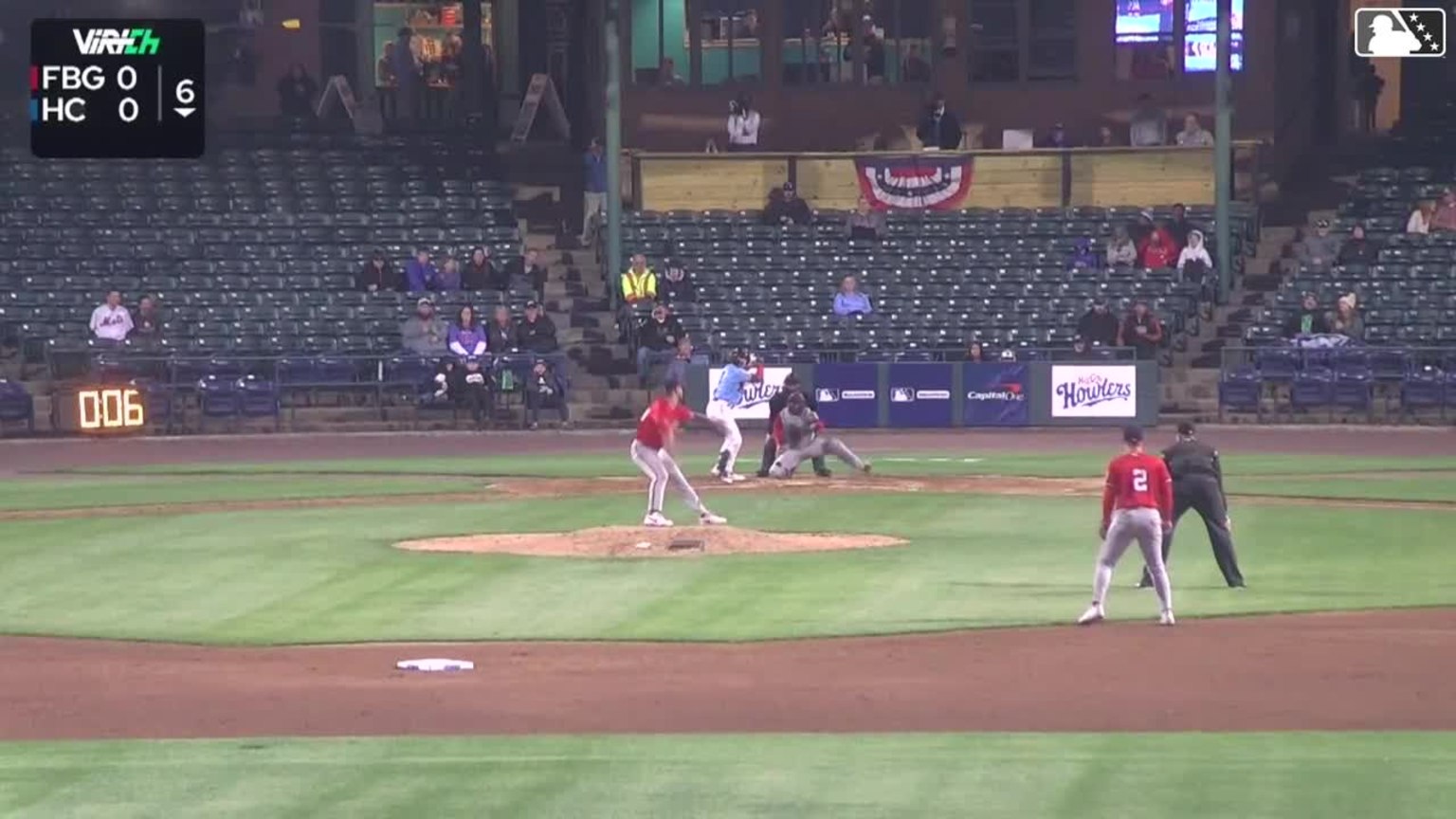 Cannon Peebles flies into a double play in foul territory, left fielder ...