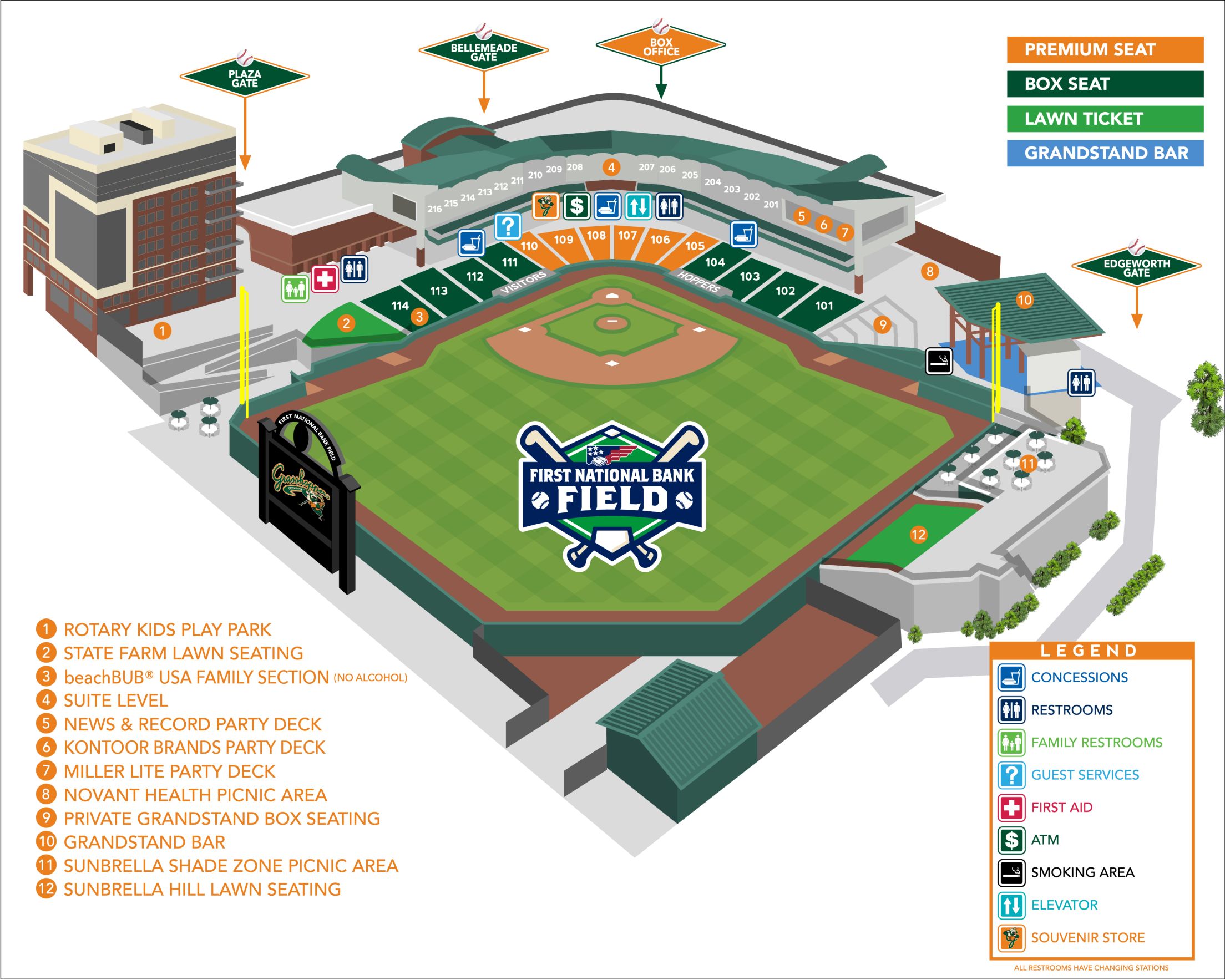 First National Bank Field Map | Grasshoppers