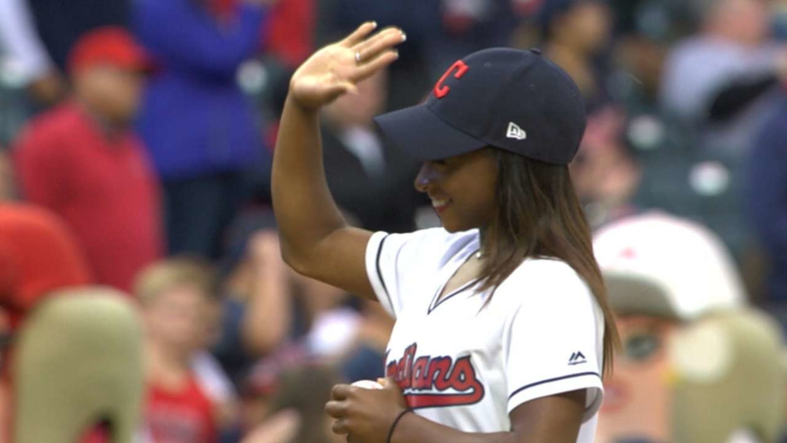 Simone Biles' first pitch