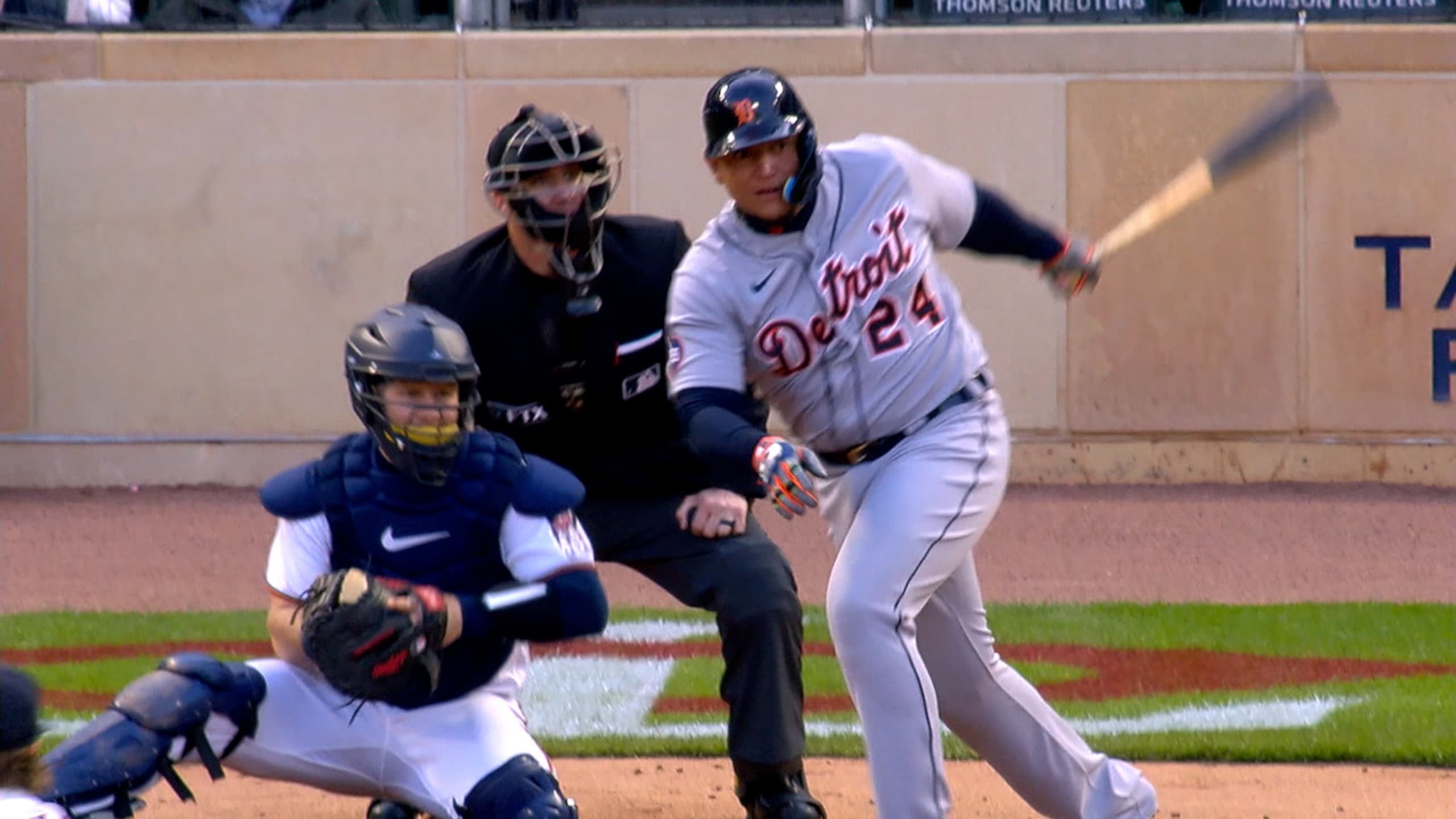 Miguel Cabrera ropes a base hit